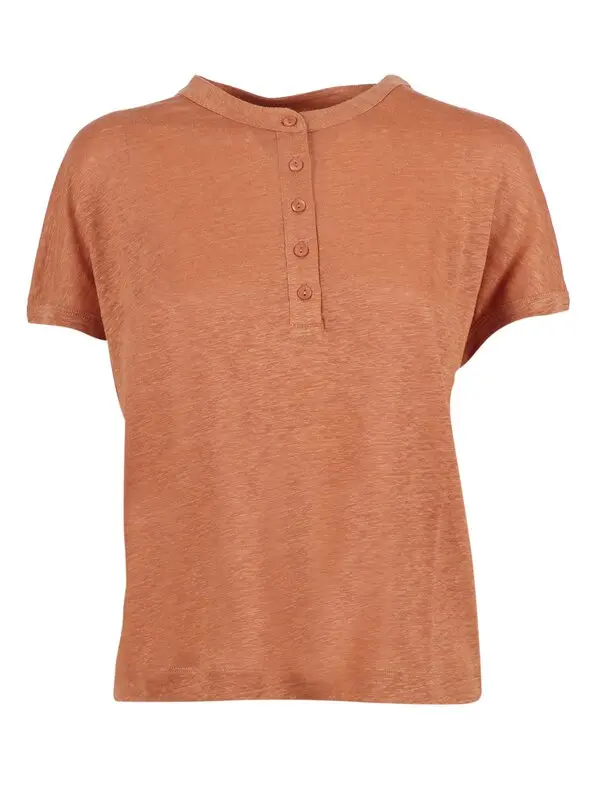 KANGRA Serafino Linen Jersey Button-up Top - Red