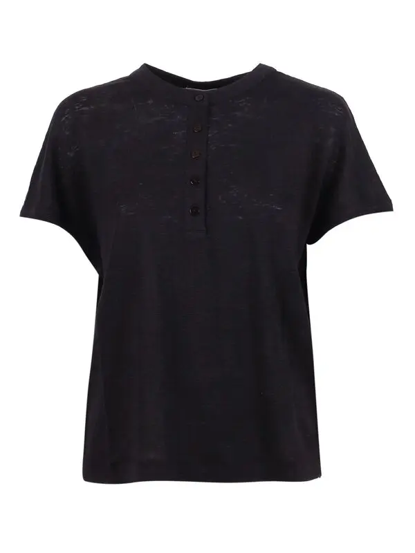 KANGRA Serafino Linen Jersey Button-up Top - Red