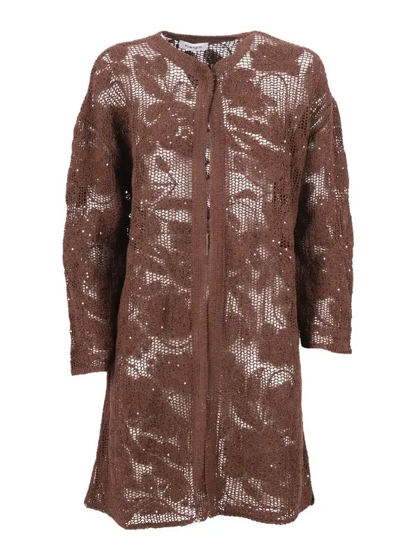 KANGRA Embroidered Sequined Cardigan - Red