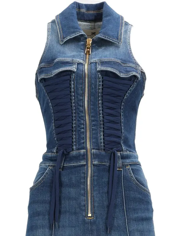 Elisabetta Franchi Sleeveless Denim Jumpsuit
