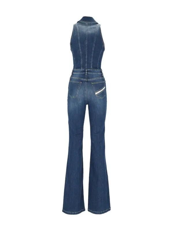 Elisabetta Franchi Sleeveless Denim Jumpsuit