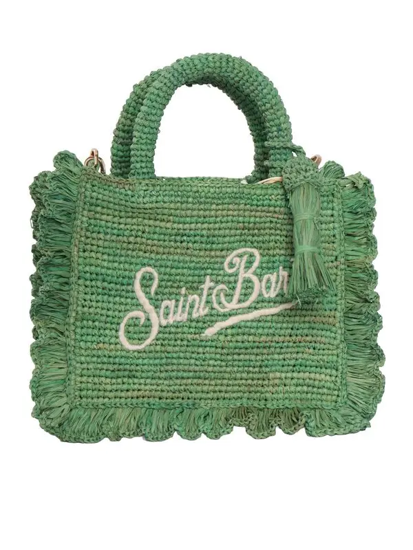 MC2 SAINT BARTH Raffia Volant Mini Bag - Green