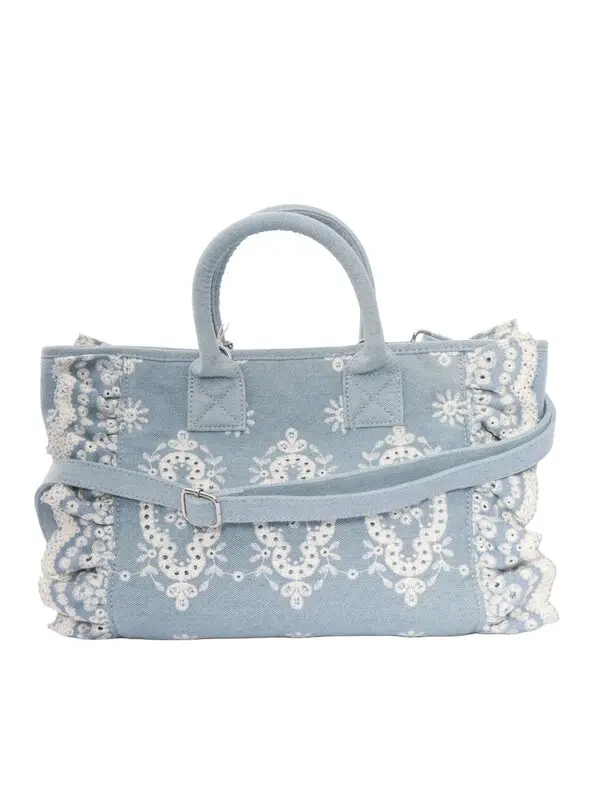 MC2 SAINT BARTH Colette Volant N Sangallo Flowers Denim Emb