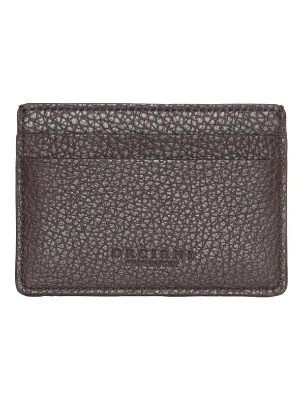 CLAUDIO ORCIANI Textured Leather Card Holder With Metal Logo Detail