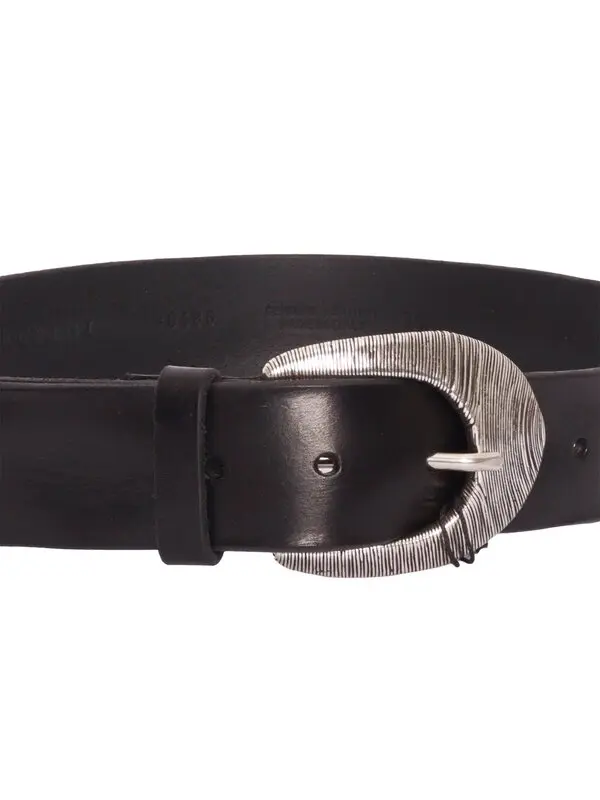 CLAUDIO ORCIANI Black Leather Belt With Decorative Buckle