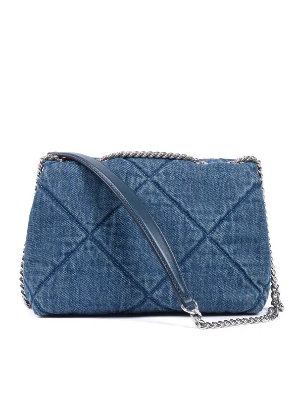 Tory Burch Kira Diamond Quilt Denim Small Convertible Shoulder Bag - Blu