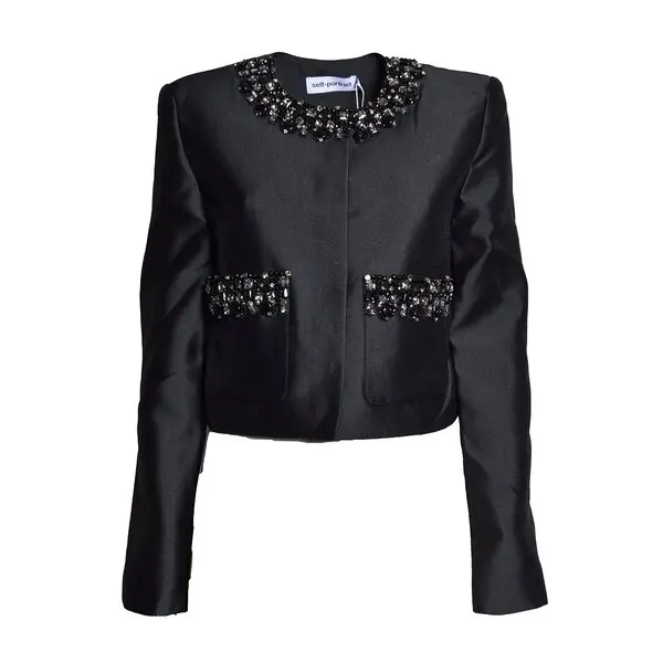 SELF-PORTRAIT Embellished Collar Cropped Jacket