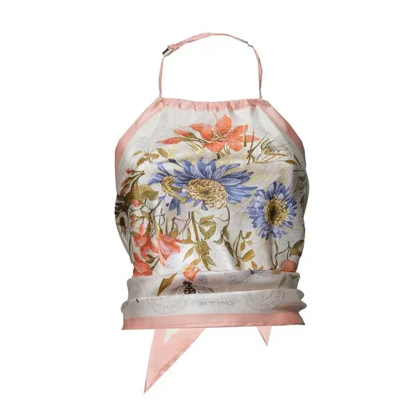 Etro Floral Print Halter Top With Tie Detail