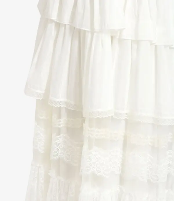 ANIYE BY Ruffled Cotton-silk Blend Maxi Skirt With Lace Trim