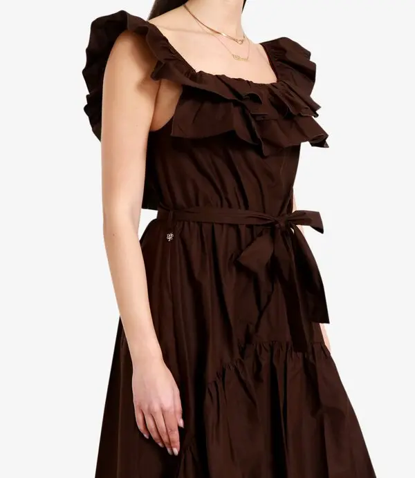 ANIYE BY Cotton Poplin Ruffled Midi Dress