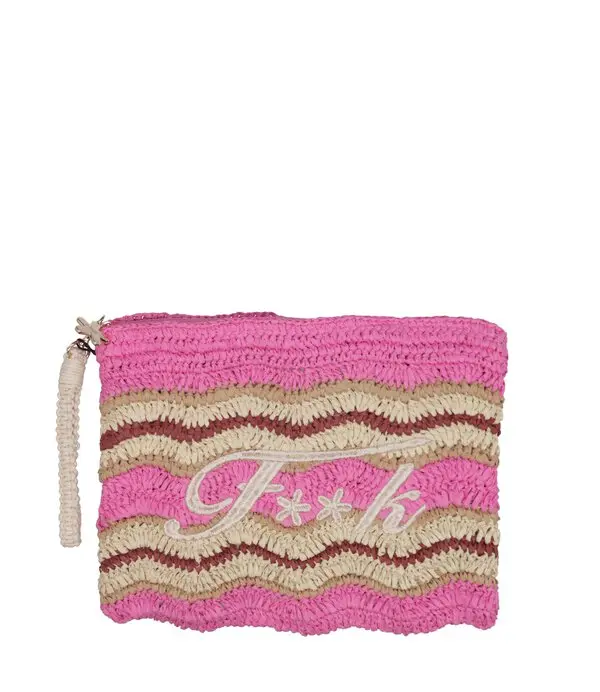 F**K PROJECT Straw Clutch Bag With Two-tone Wave Pattern