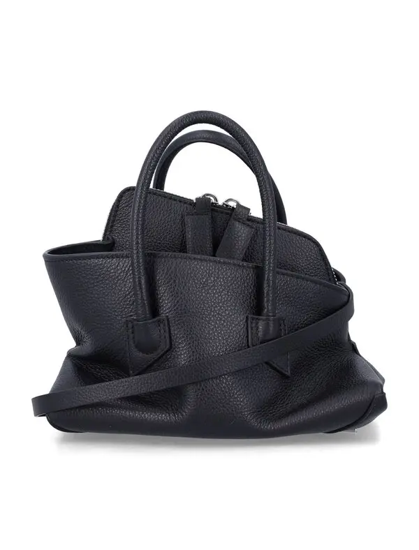 Attico La Passeggiata Mini Suede Top Handle Bag - Nero