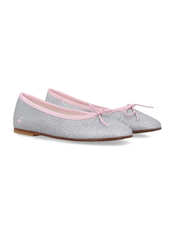 Bonpoint Glitter Ballerina Flats With Bow Detailing