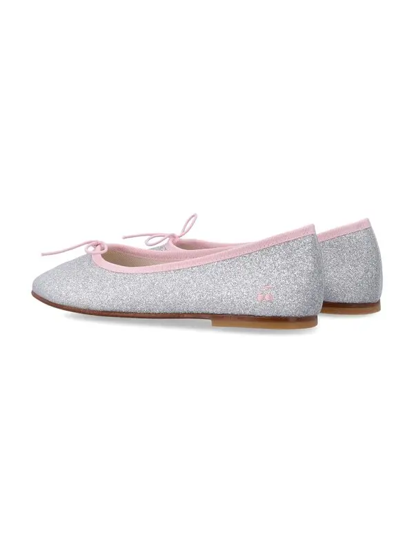 Bonpoint Glitter Ballerina Flats With Bow Detailing