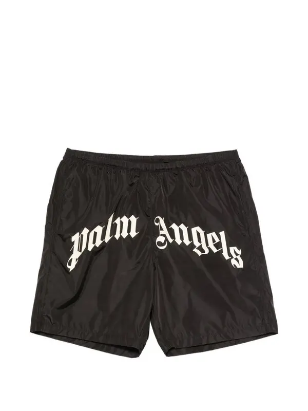 Palm Angels Curved Logo Swimsrhots - Black