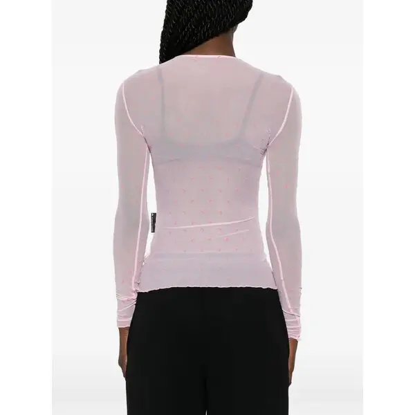 MARINE SERRE Moon Print Sheer Long Sleeve Top