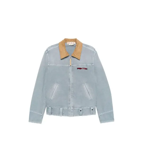 Marni Contrast Collar Zip-up Jacket - Blue