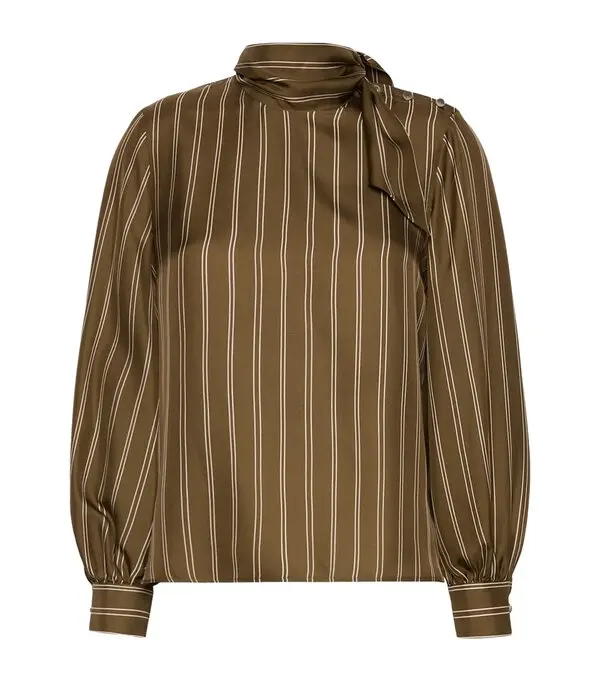 Max Mara Silk Stripe Blouse - Brown
