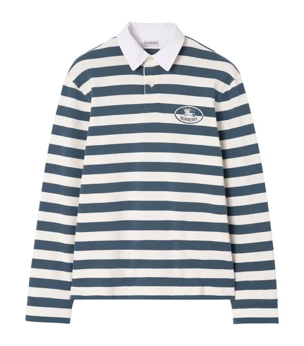 Burberry Cotton Ekd Stamp Rugby Shirt - Blue