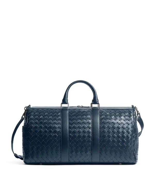 Bottega Veneta Leather Intrecciato Duffle Bag - Blue