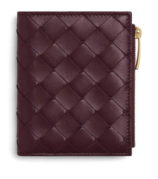 Bottega Veneta Small Leather Intrecciato Bifold Wallet - Red