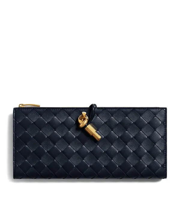 Bottega Veneta Leather Andiamo Bifold Wallet - Blue