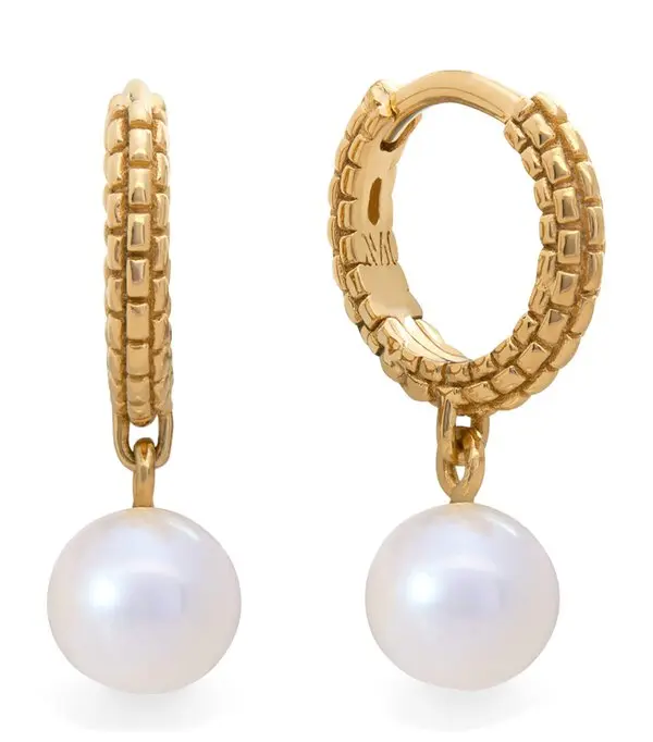 Monica Vinader Vermeil And Pearl Heirloom Huggie Earrings - Gold