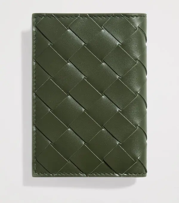 Bottega Veneta Leather Intrecciato Flap Card Case