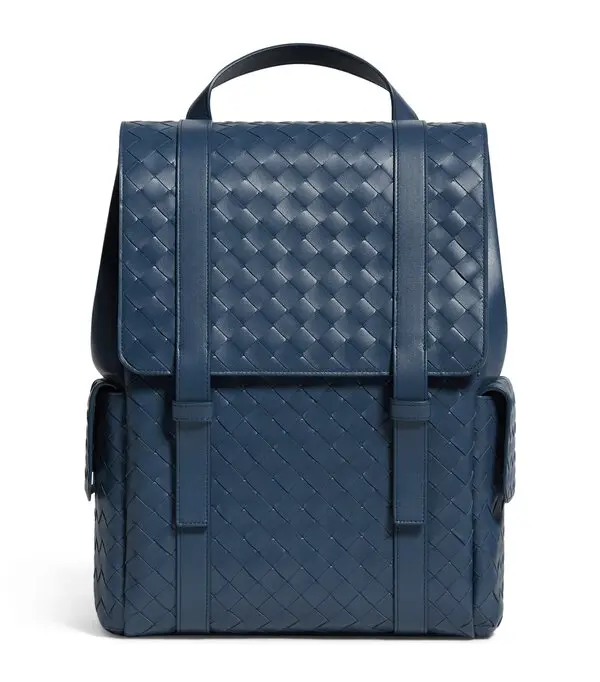 Bottega Veneta Leather Intrecciato Backpack - Blue