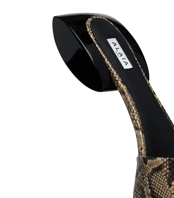 Alaïa Snakeskin Print Sculptural Heel Mules - Yellow