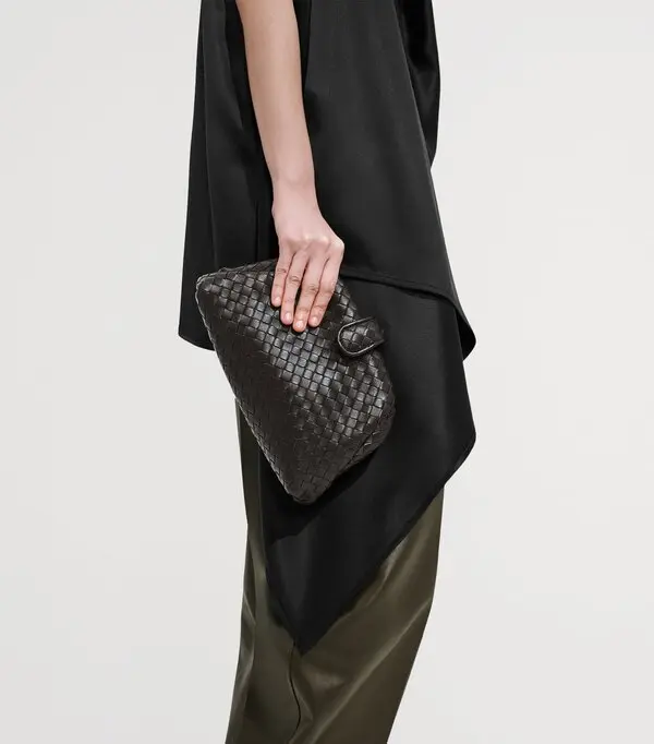 Bottega Veneta Small Leather Lauren 1980 Clutch Bag - Brown