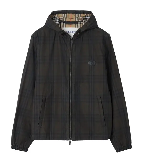 Burberry Checked Hooded Zip-up Jacket