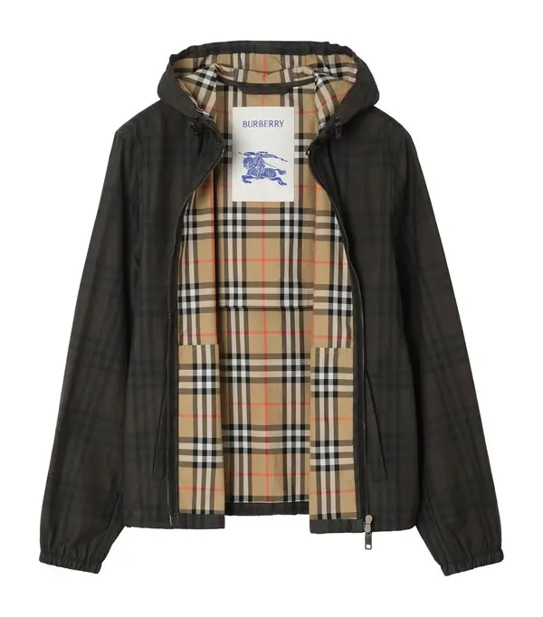 Burberry Checked Hooded Zip-up Jacket