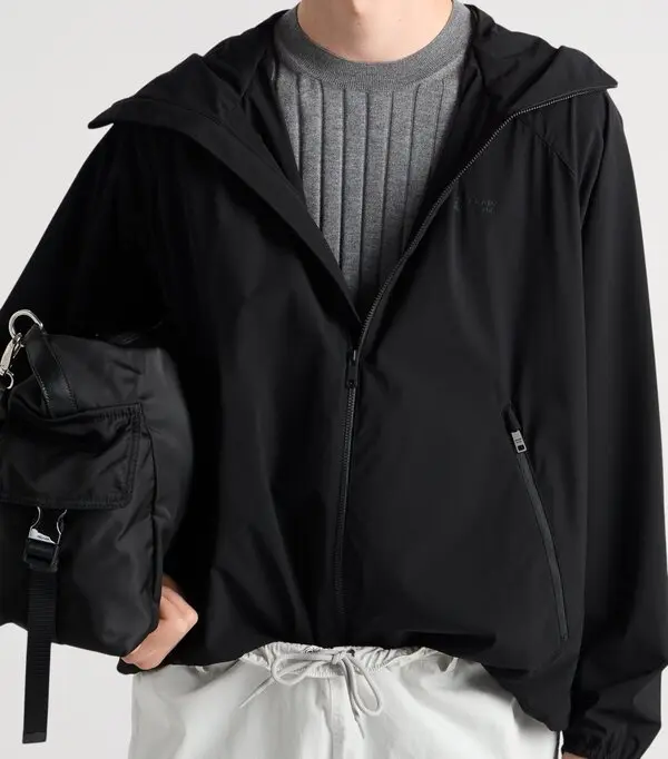 Prada Re-nylon Hooded Jacket With Tonal Logo