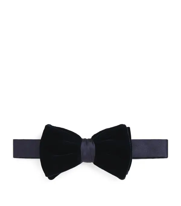 Giorgio Armani Velvet Bow Tie - Blue
