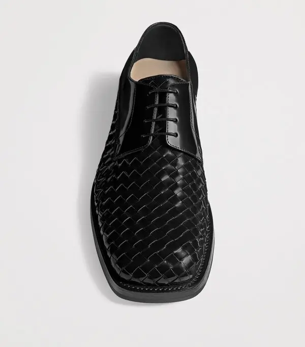 Bottega Veneta Woven Calfskin Lace-up Derby Shoes