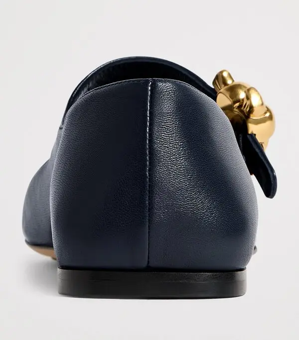 Bottega Veneta Leather Ballet Flats With Intrecciato Buckle - Blue