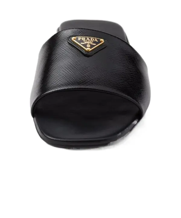 Prada Logo Plaque Open Toe Slides