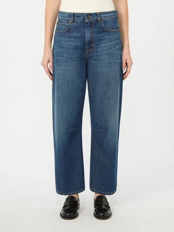 Max Mara Jeans Barrel Leg In Denim Blu