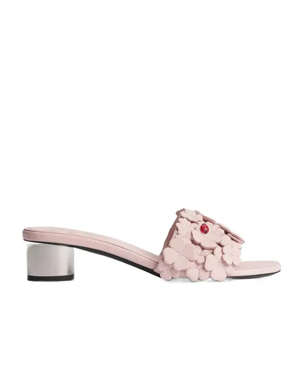 Dior Bloom Heeled Slide Sandals - Pink