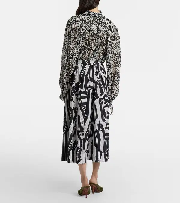 Dries Van Noten Printed Cotton Midi Skirt
