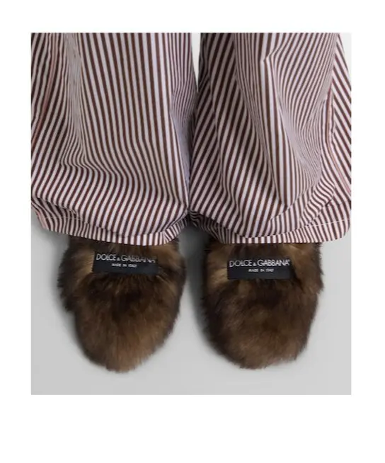 Dolce & Gabbana Logo Suede-trimmed Shearling Mules