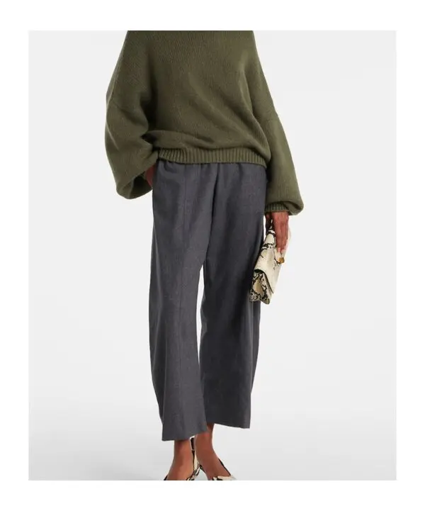 Khaite Clover Mid-rise Wool Barrel-leg Pants