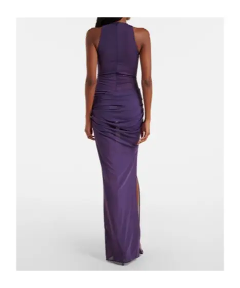 Alex Perry Plunge Neck Sheer Gown