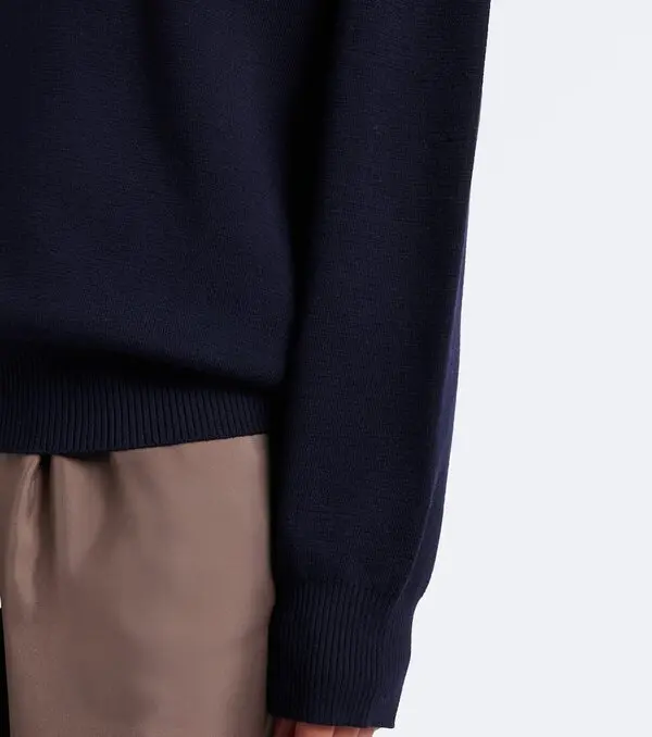 RÓHE Merino Wool Polo Sweater In Navy - Blue