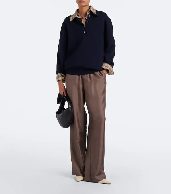RÓHE Merino Wool Polo Sweater In Navy - Blue