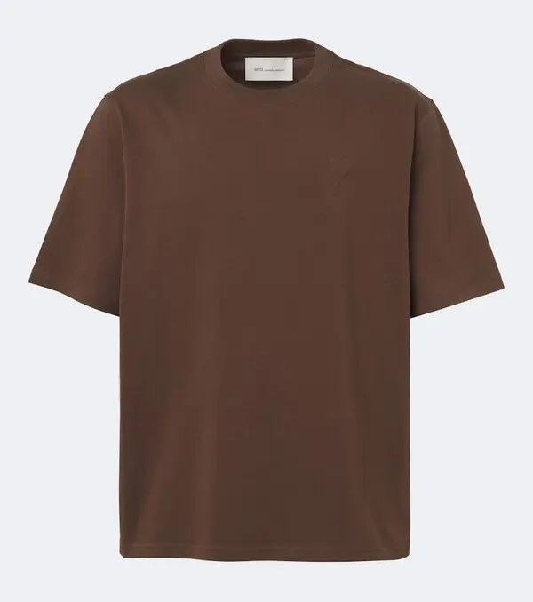 AMI Paris Cotton Jersey T-shirt - Brown