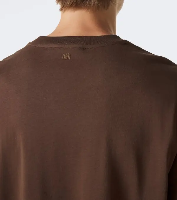 AMI Paris Cotton Jersey T-shirt - Brown
