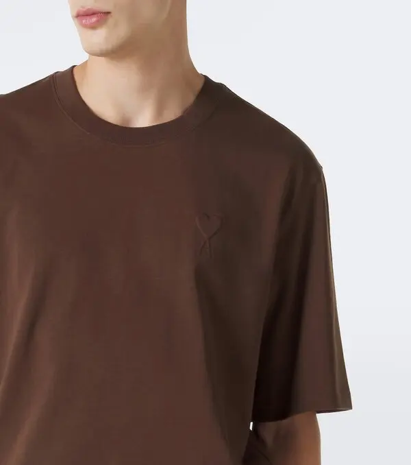 AMI Paris Cotton Jersey T-shirt - Brown