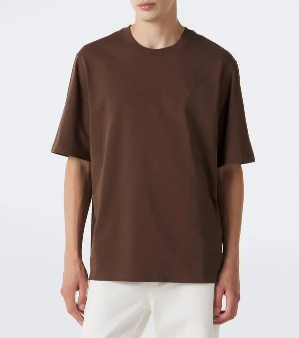AMI Paris Cotton Jersey T-shirt - Brown